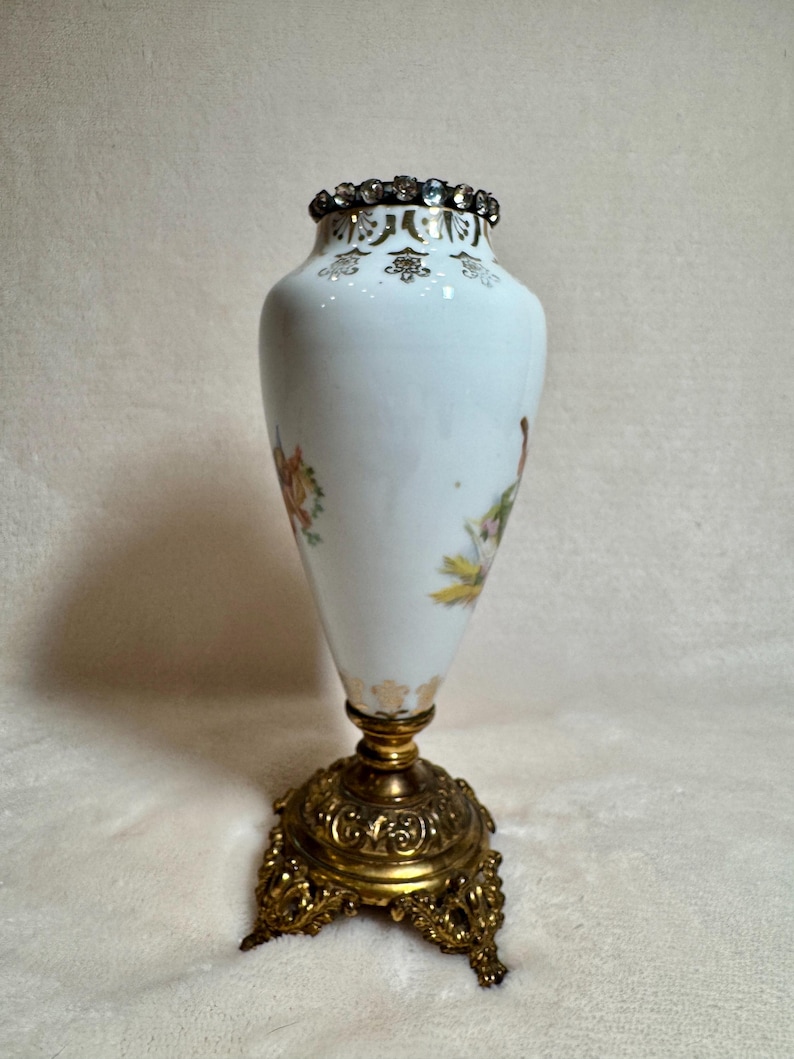 Antique French Vase With Musical Scene + Cherub on Ormolu Base, 19th ...