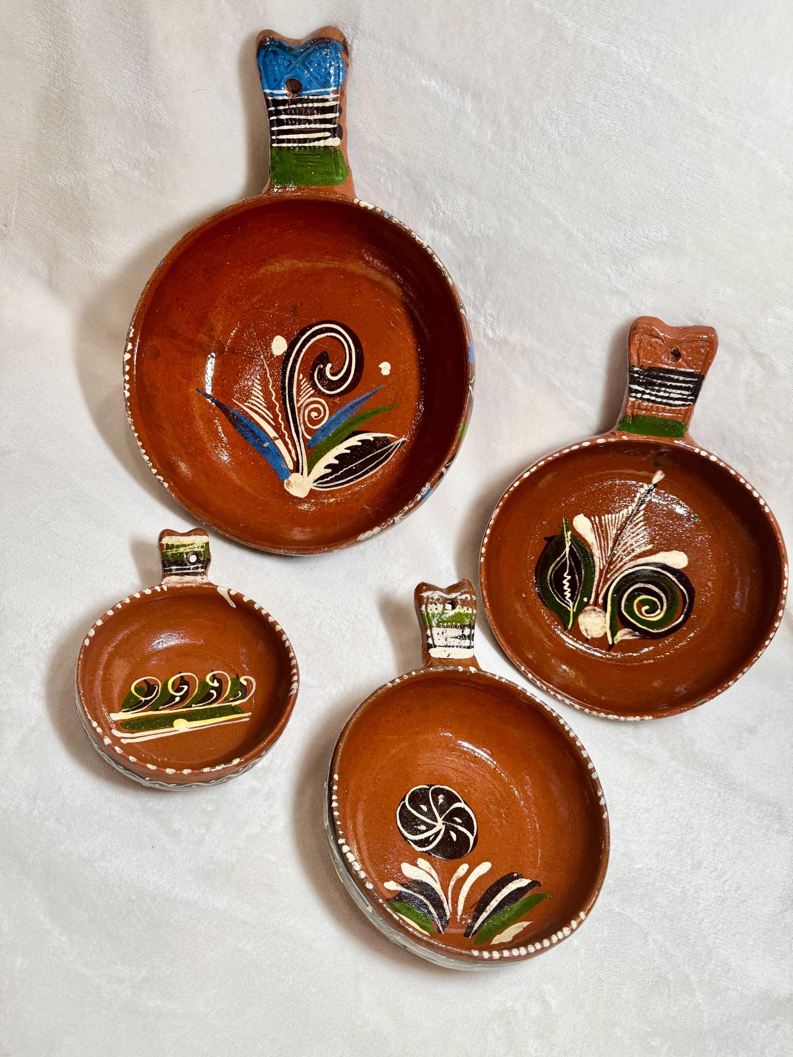 Mexican Salt Glazed Red Clay Pottery Nesting Bowls, Clay Cooking Pans ...