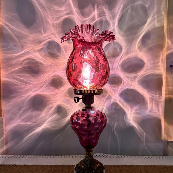 Cranberry Glass Lamp - Etsy