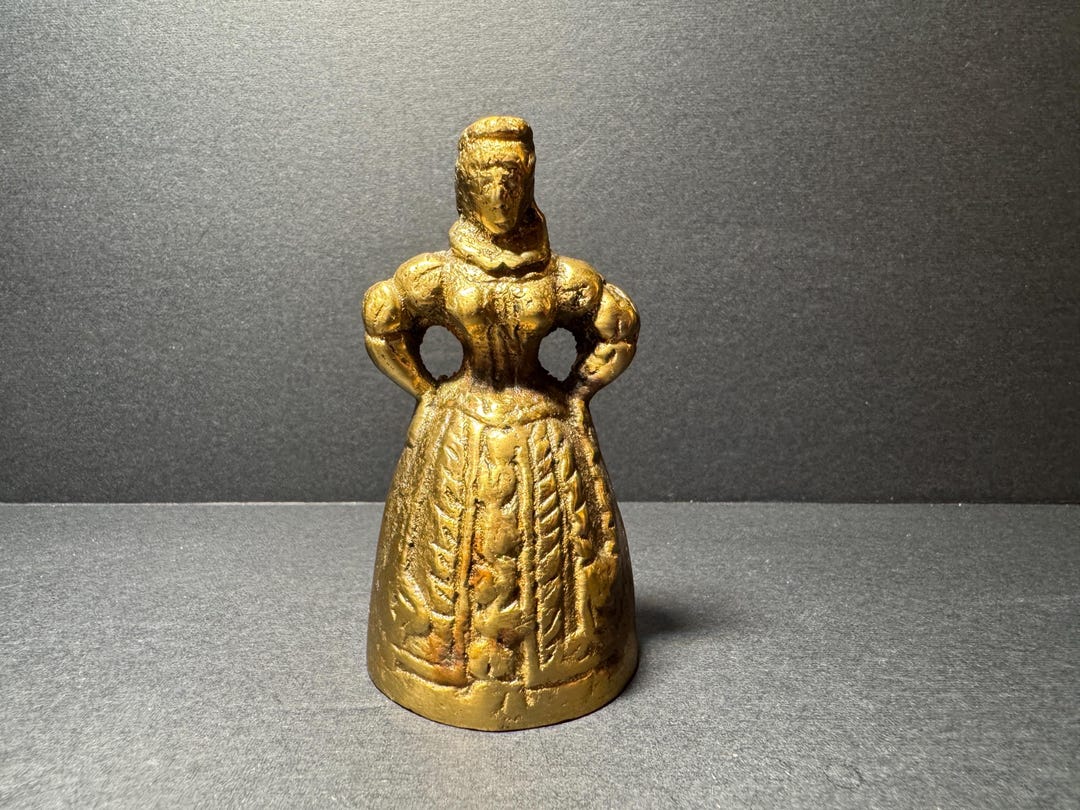 Brass Victorian Lady Bell 3, Patina, Small Brass Bell, Vintage Brass ...