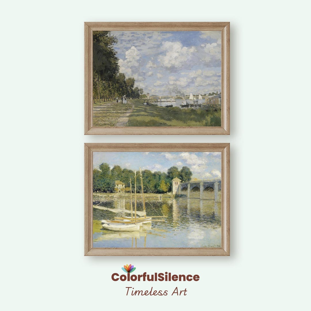 Monet Landscape Paintings Set of 2, Claude Monet Argenteuil Prints ...