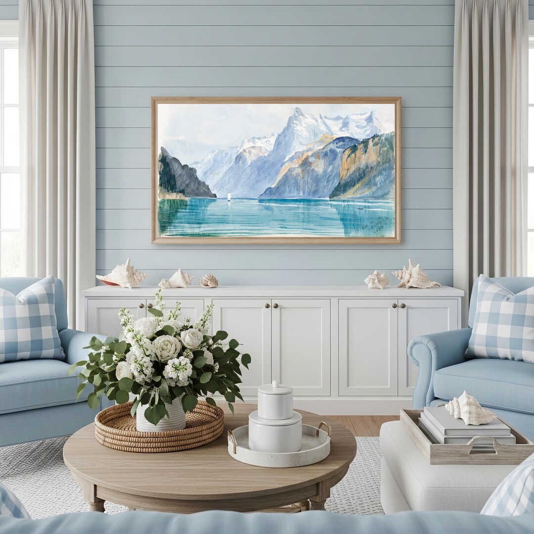 Lake Mountain Frame TV Artwork, Lake View TV Artwork, Samsung Frame Tv ...