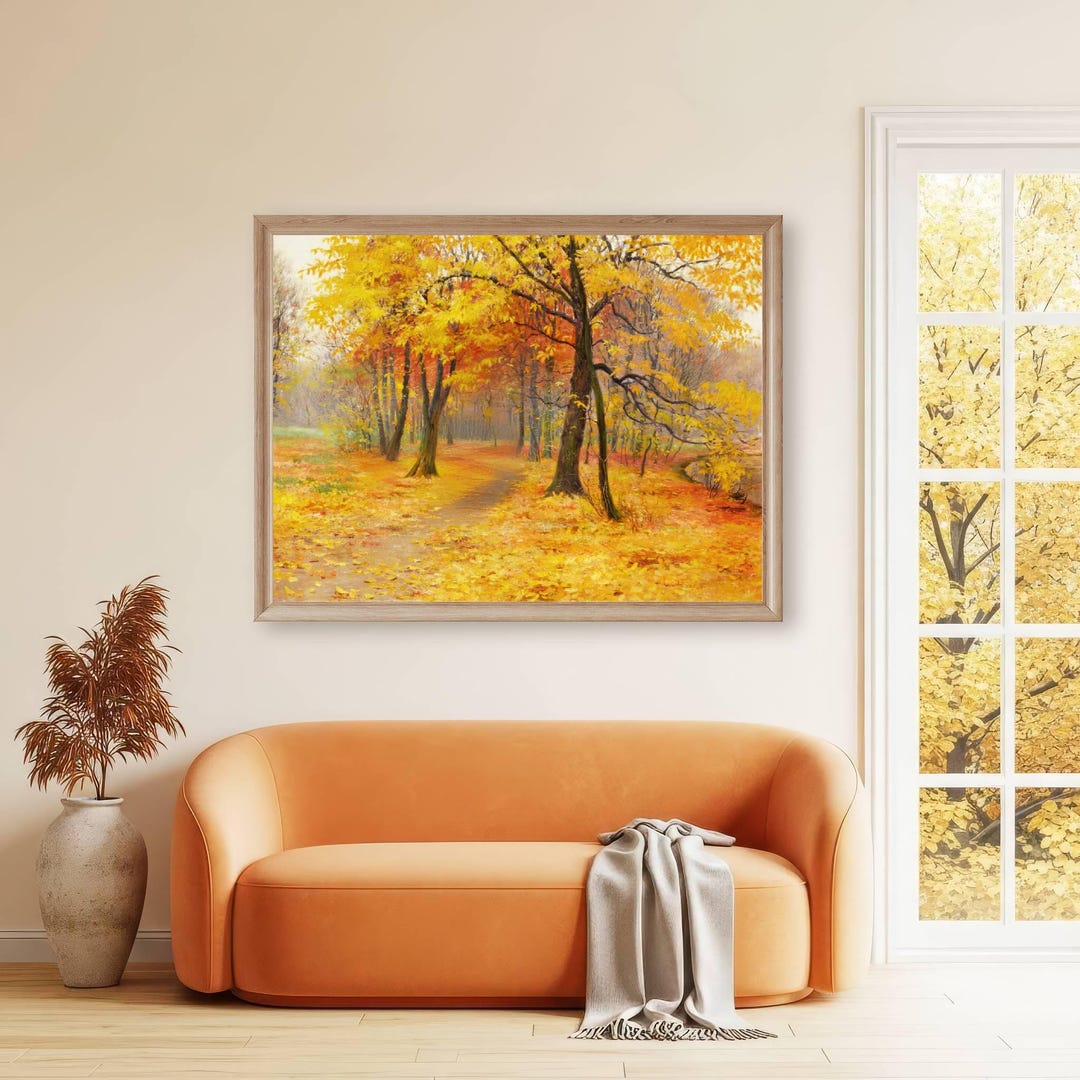 Autumn Forest Painting, Fall Tree Painting, Fall Decor, Pintable Wall ...