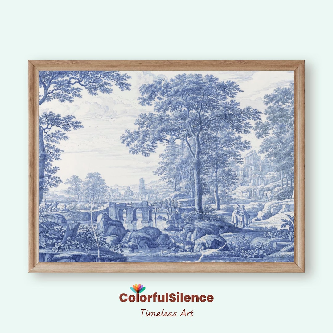 Blue Chinoiserie Wall Art, Blue and White Printable Art, Vintage ...