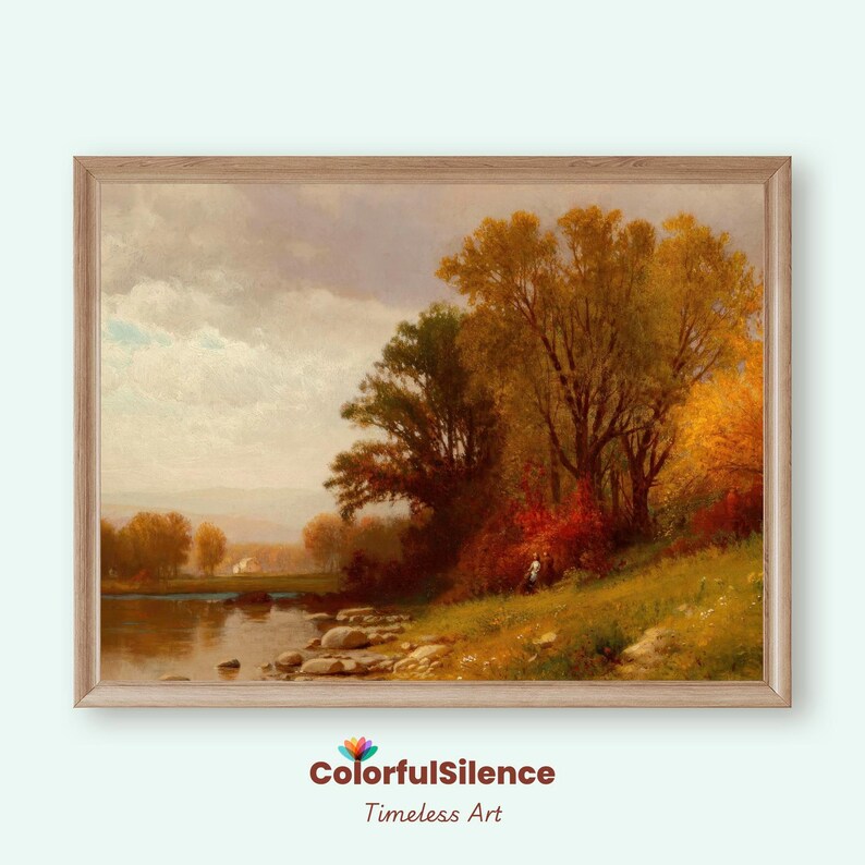 Fall Landscape Painting, Printable Art Set of 2, Autumn Trees, Fall Art ...