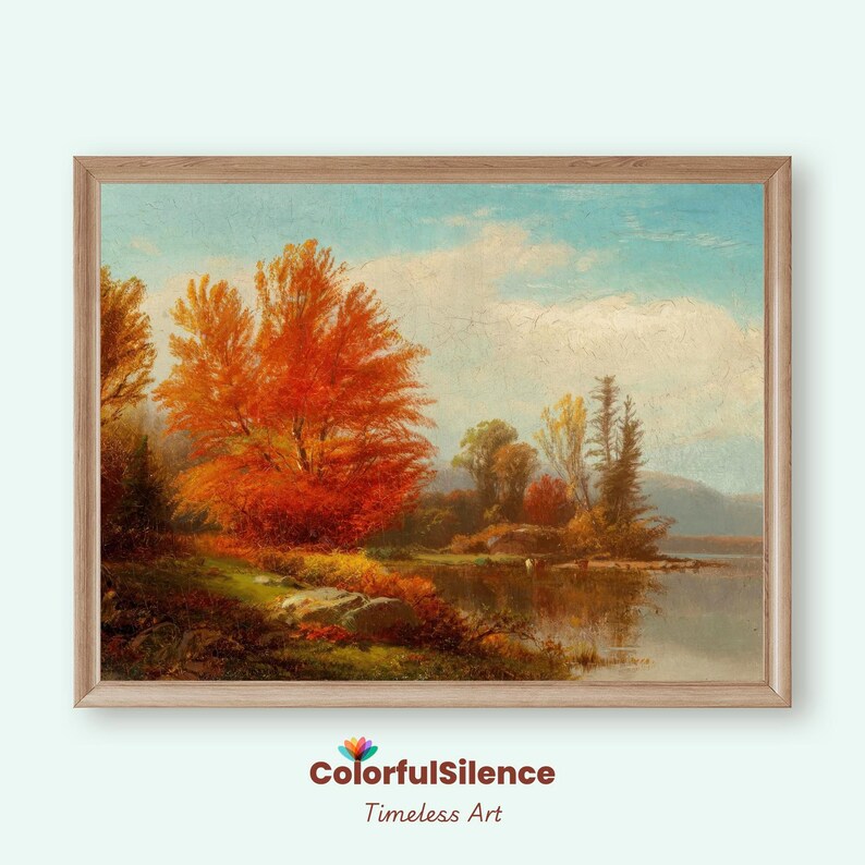 Fall Landscape Painting, Printable Art Set of 2, Autumn Trees, Fall Art ...