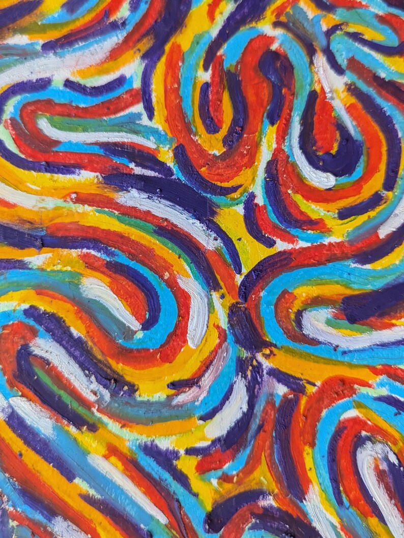 Colorful Abstract Swirl Drawing – Vibrant Original Flowing Lines Wall ...