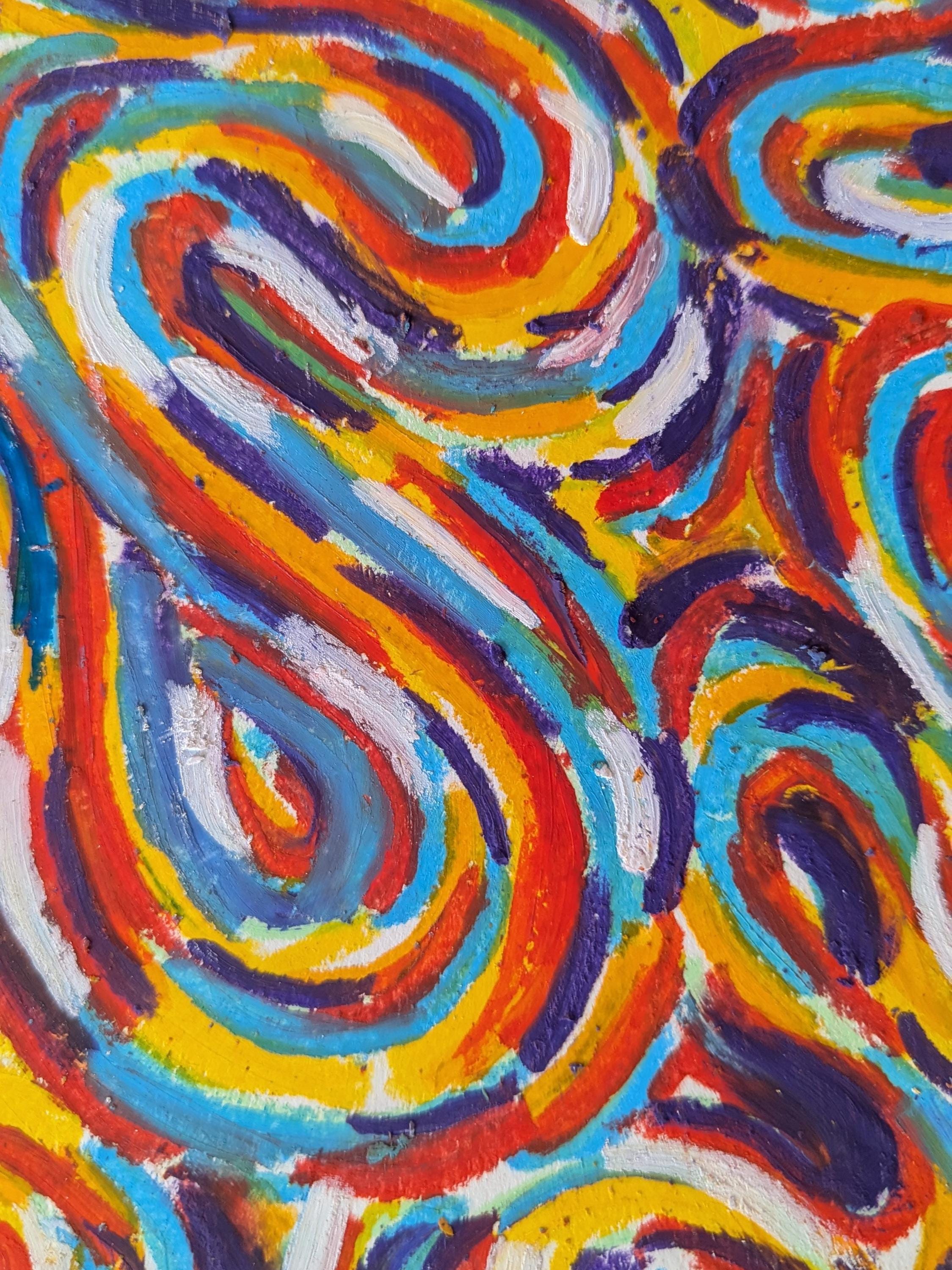 Colorful Abstract Swirl Drawing – Vibrant Original Flowing Lines Wall ...