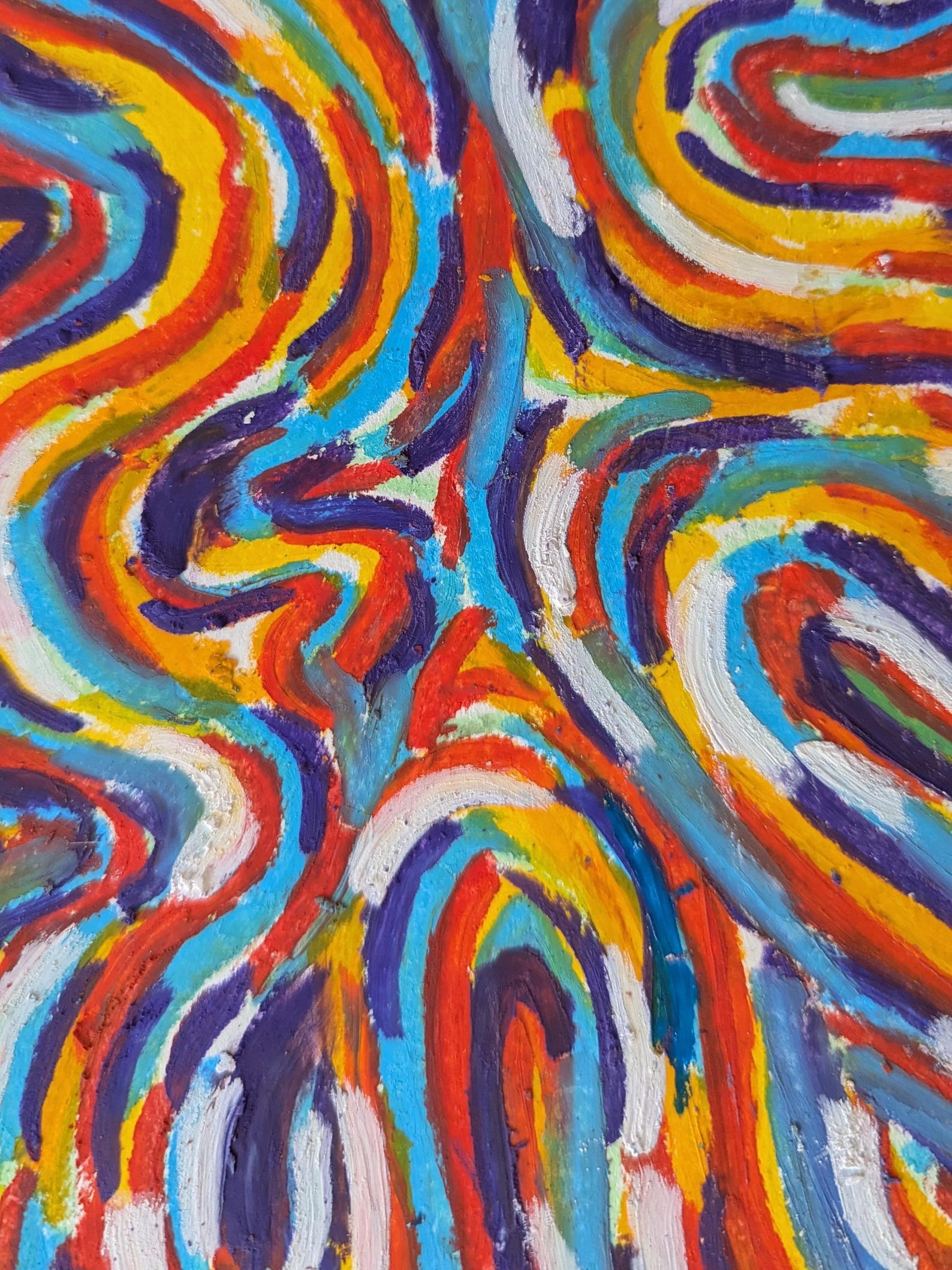 Colorful Abstract Swirl Drawing – Vibrant Original Flowing Lines Wall ...