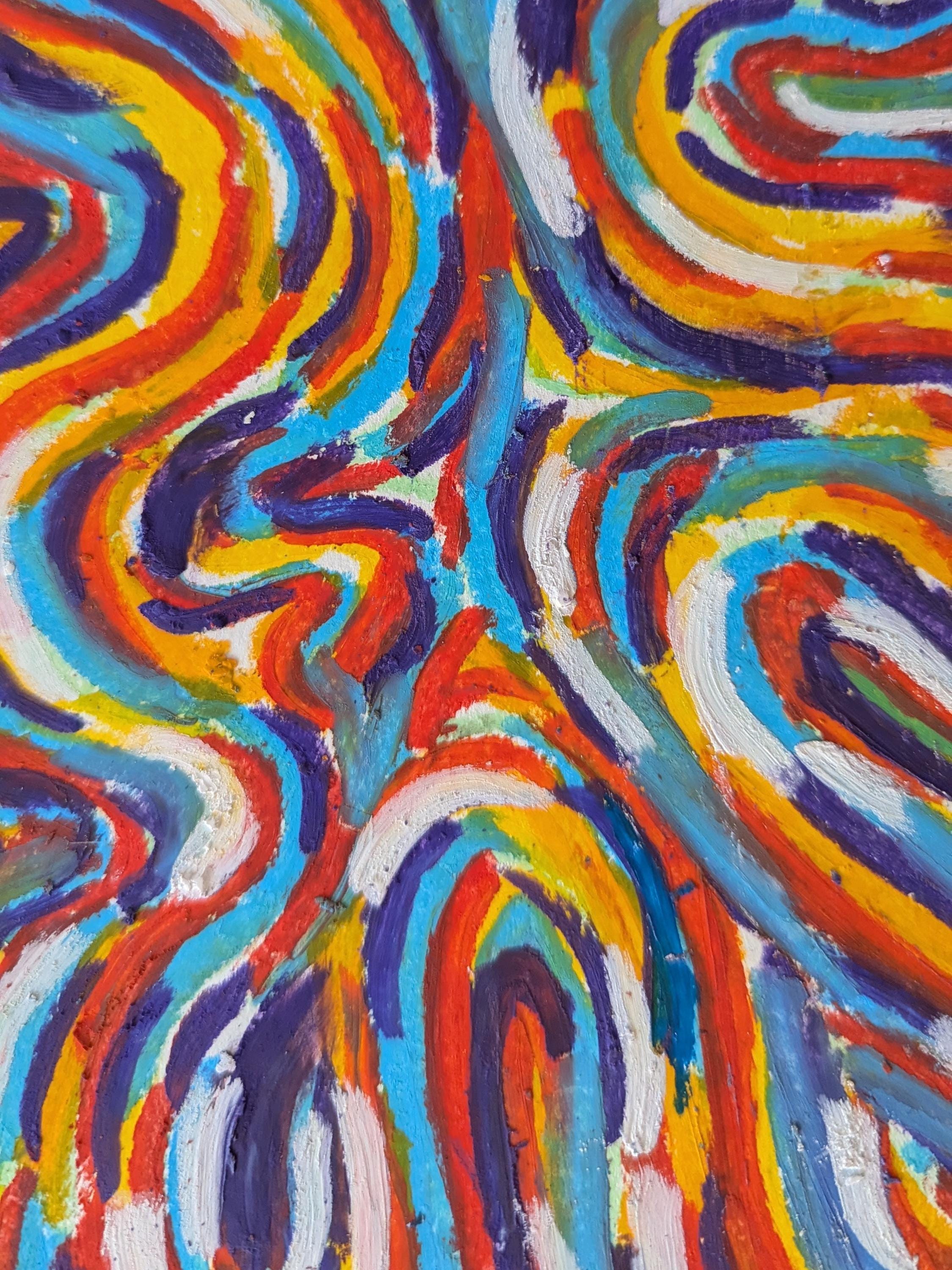 Colorful Abstract Swirl Drawing – Vibrant Original Flowing Lines Wall ...