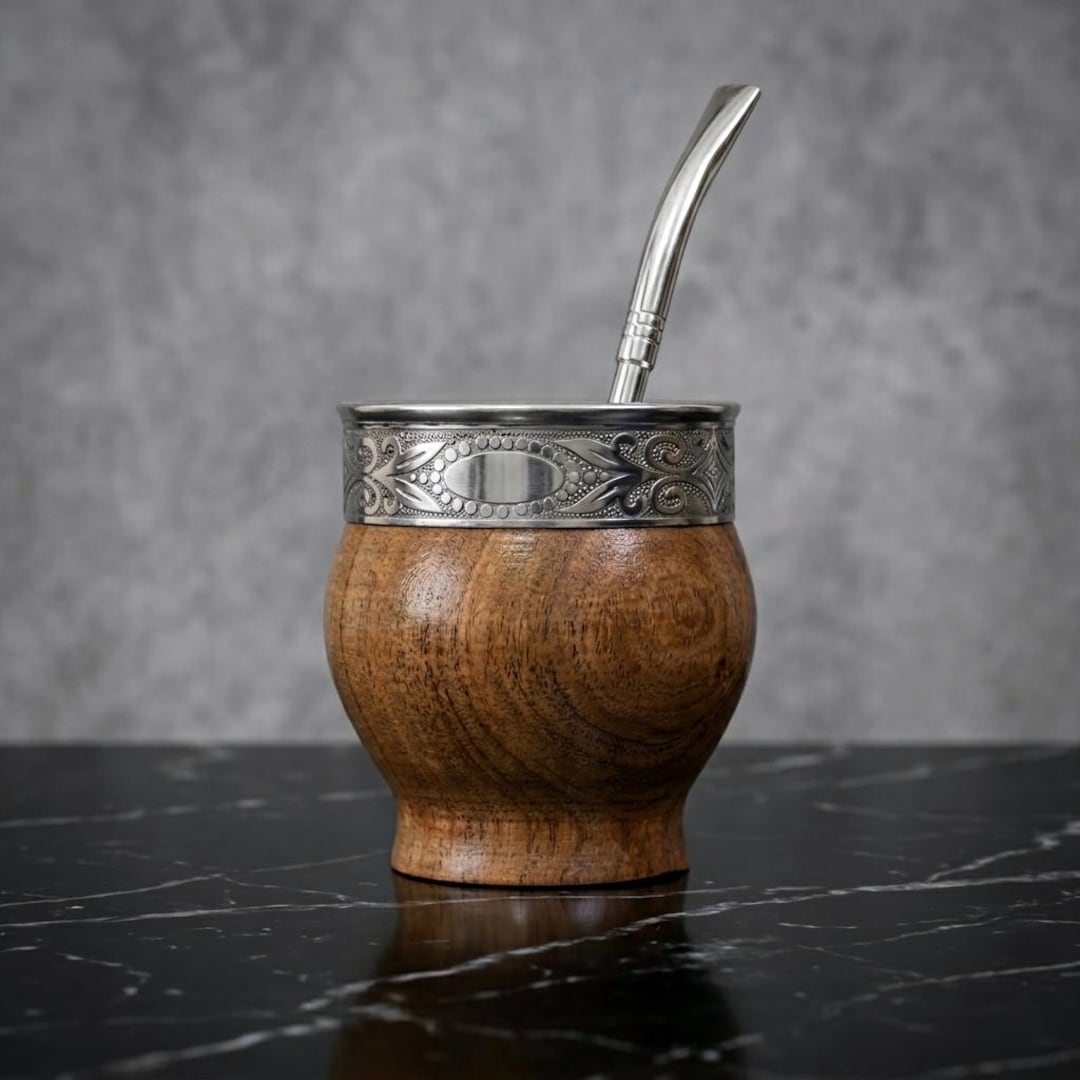 Imperial Wooden Mate Gourd With Flat Nickel Silver Ring. Argentinian ...