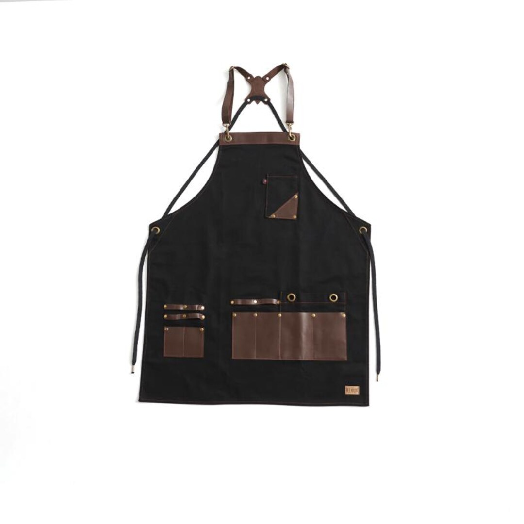 Black Gabardine and Leather Apron. Argentinian, Handcrafted, Gift ...