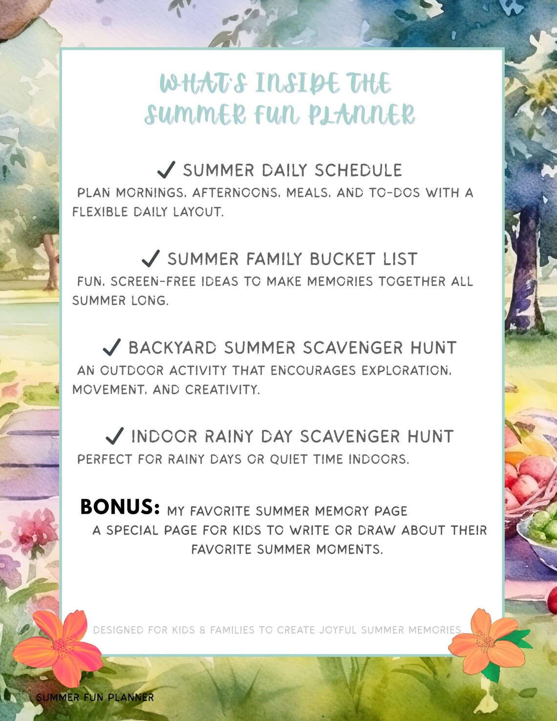 Summer Fun Planner for Kids & Families | Printable Summer Activities ...
