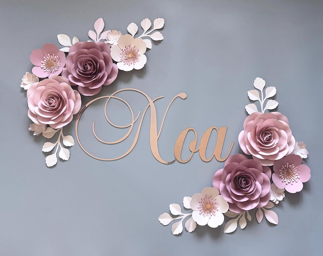 Mauve Rose Gold Paper Flower Set: Nursery Wall Decor - Etsy