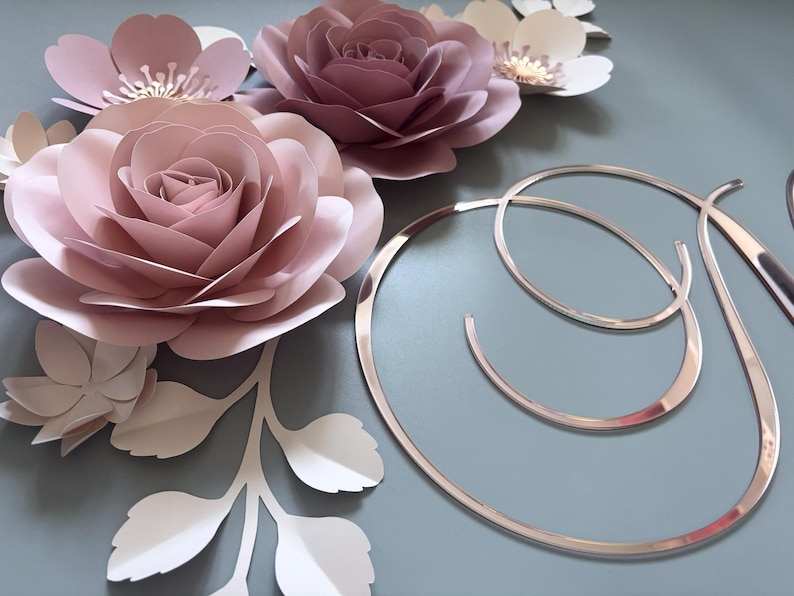 Mauve Rose Gold Paper Flower Set: Nursery Wall Decor - Etsy