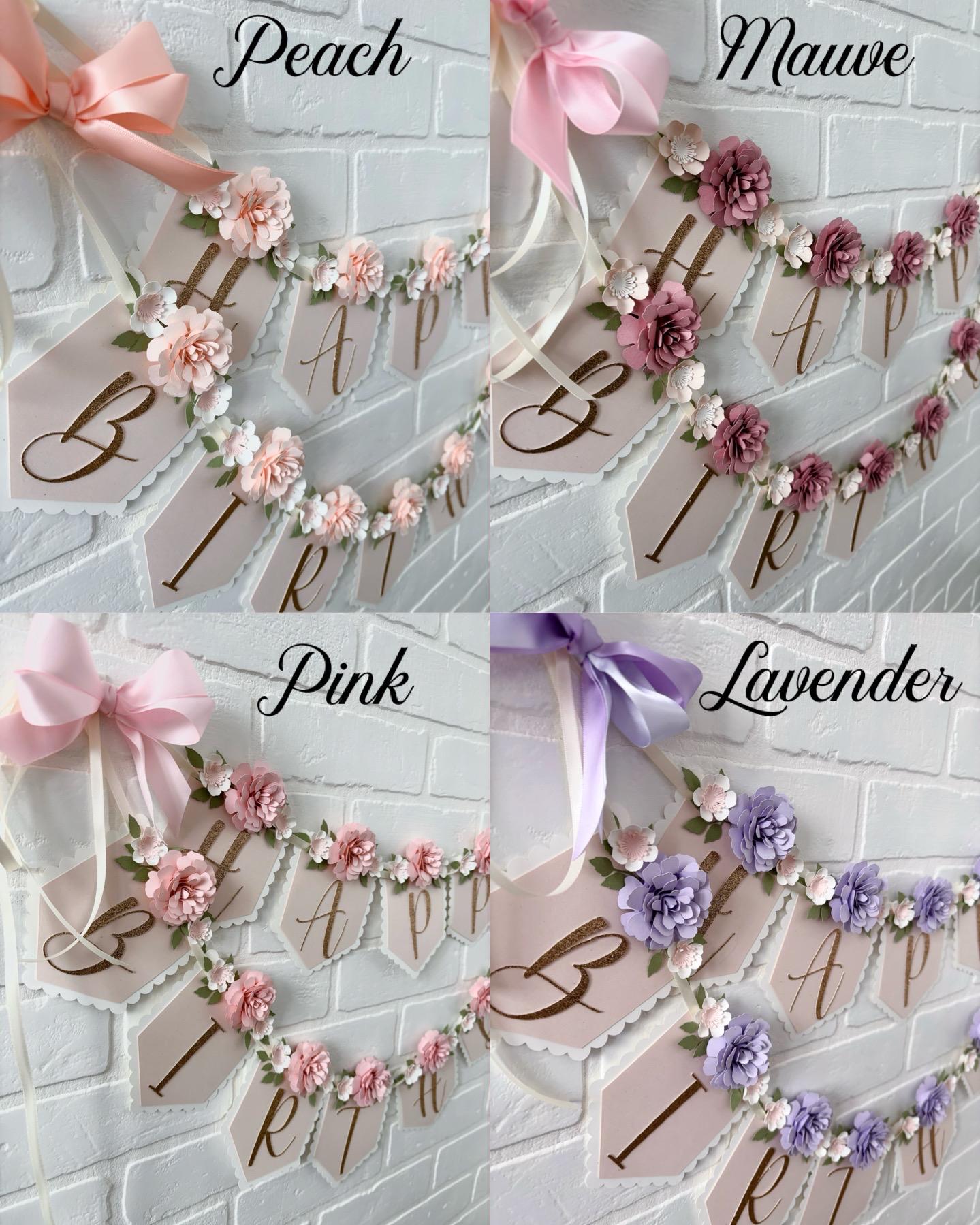 Pink Roses Happy Birthday Banner: Floral Baby Girl Party Decor - Etsy