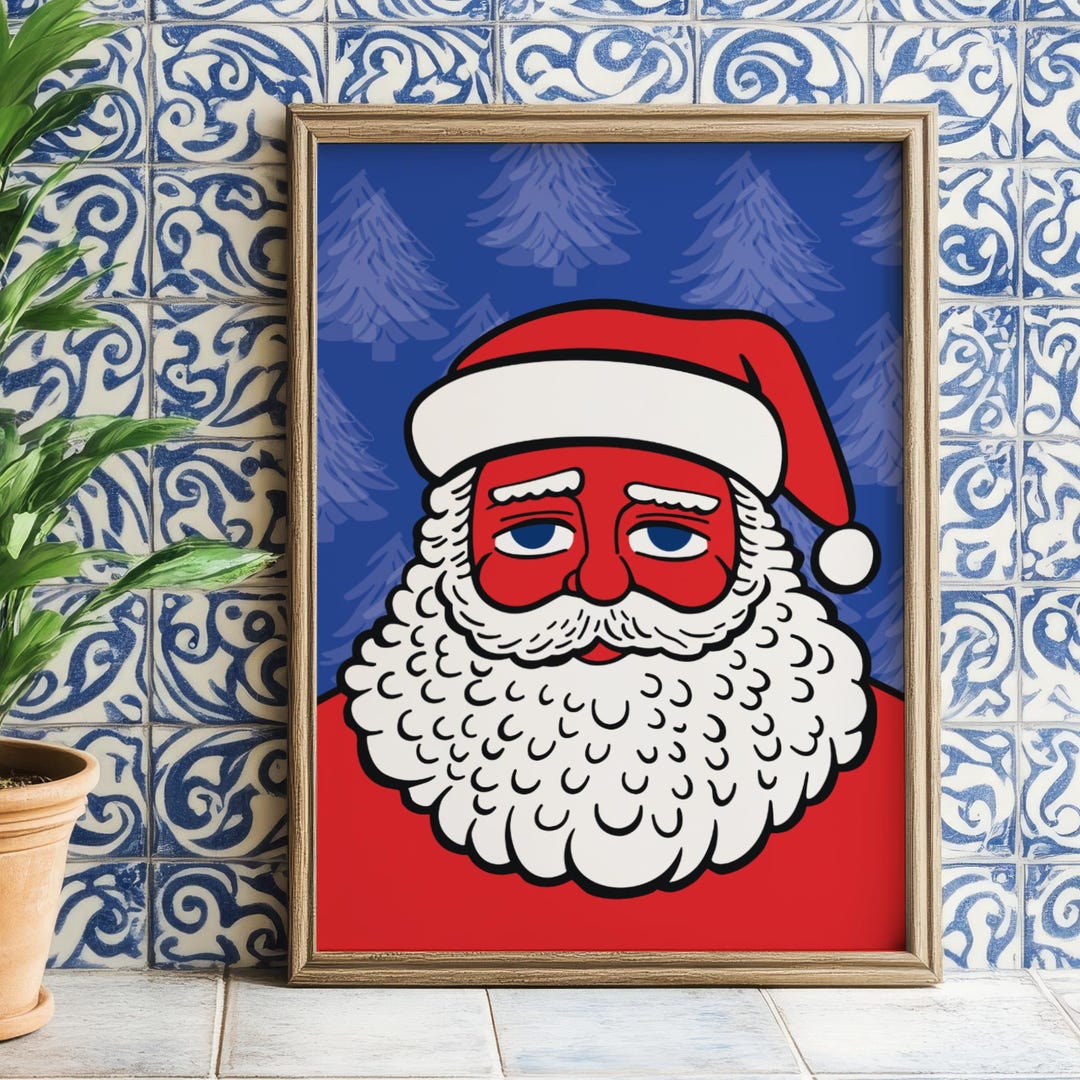 Cool Santa Poster Chill Christmas Art Print Fun Holiday Wall Decor ...