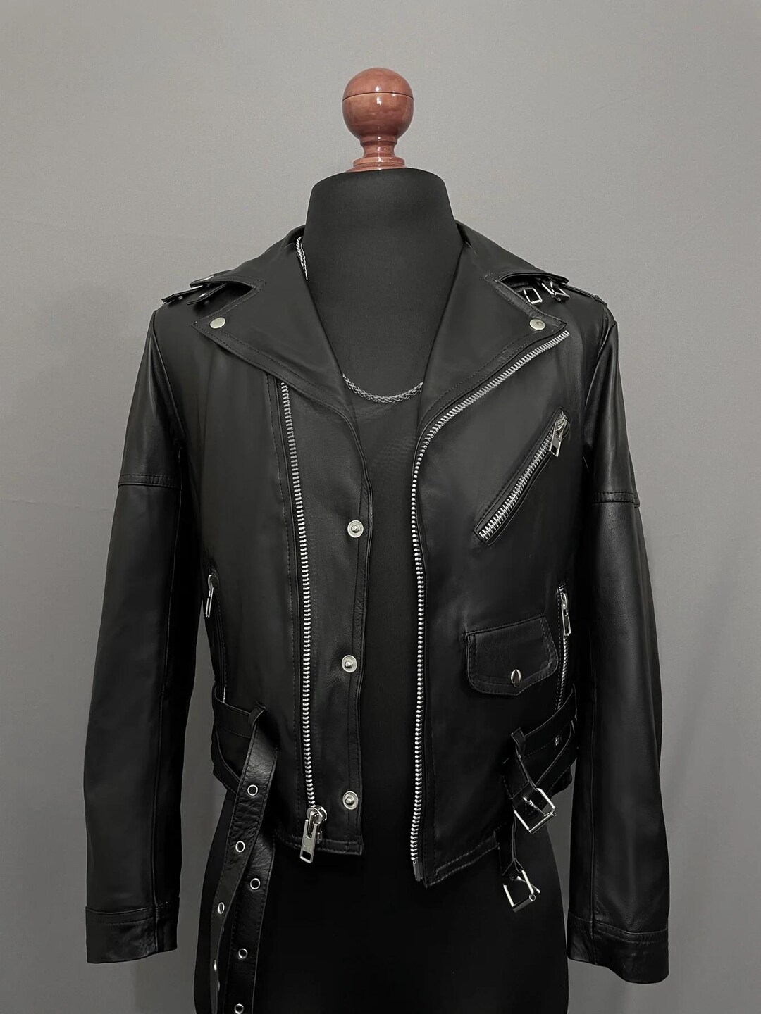 Men's Classic Brando Black Leather Biker Jacket - Premium Genuine ...