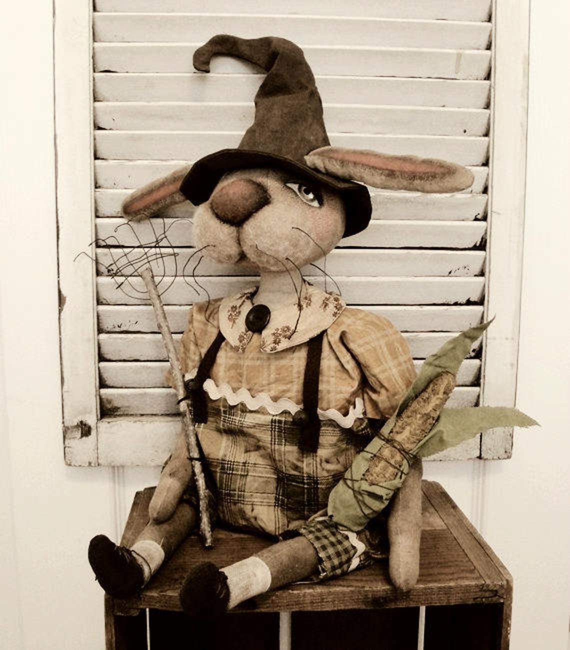 Rabbit Epattern-primitive Bunny Cloth Doll Craft Digital - Etsy