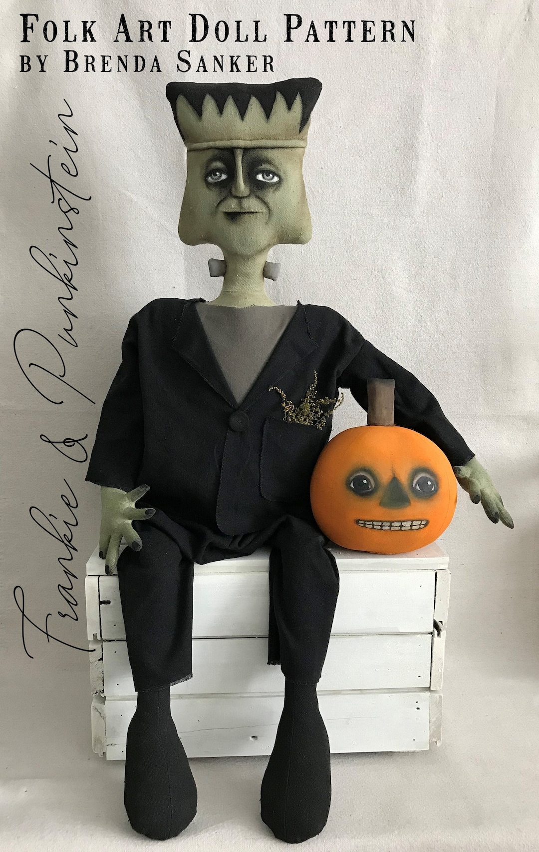 Frankenstein and Pumpkin Halloween Epattern-primitive Cloth Doll Craft ...
