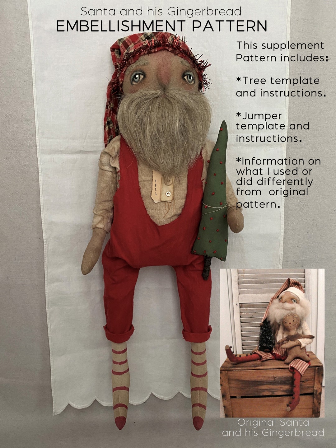 EMBELLISHMENT PATTERN for Santa and His Gingerbread Digital Pattern ...