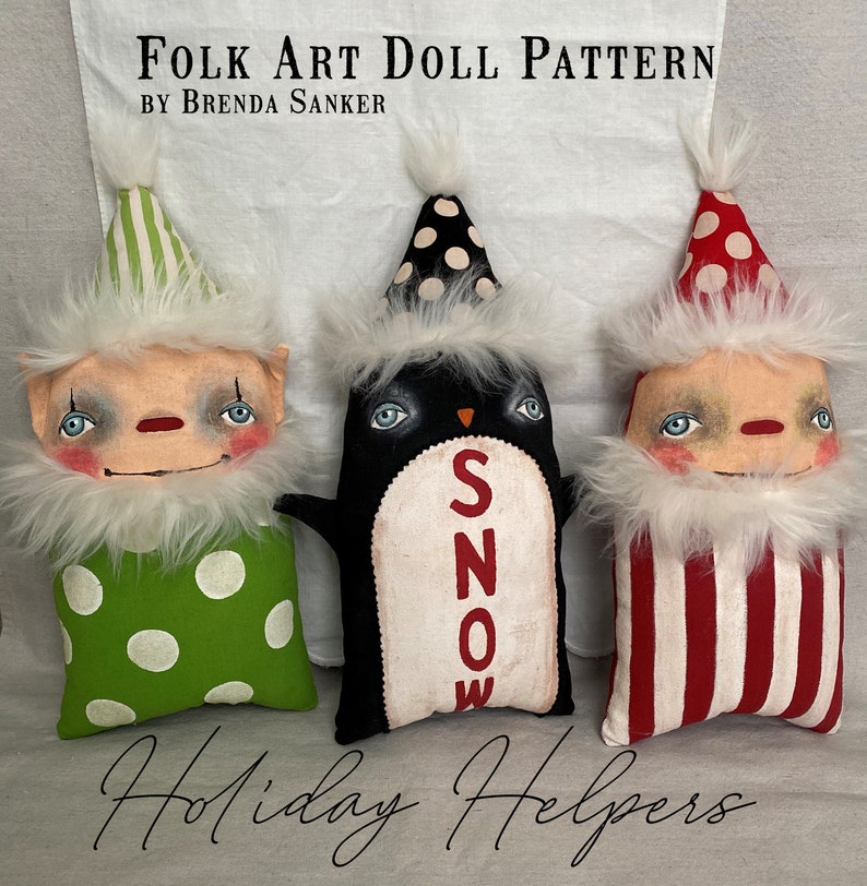 Elf, Penguin, Santa Christmas Epattern-primitive Cloth Doll Craft ...