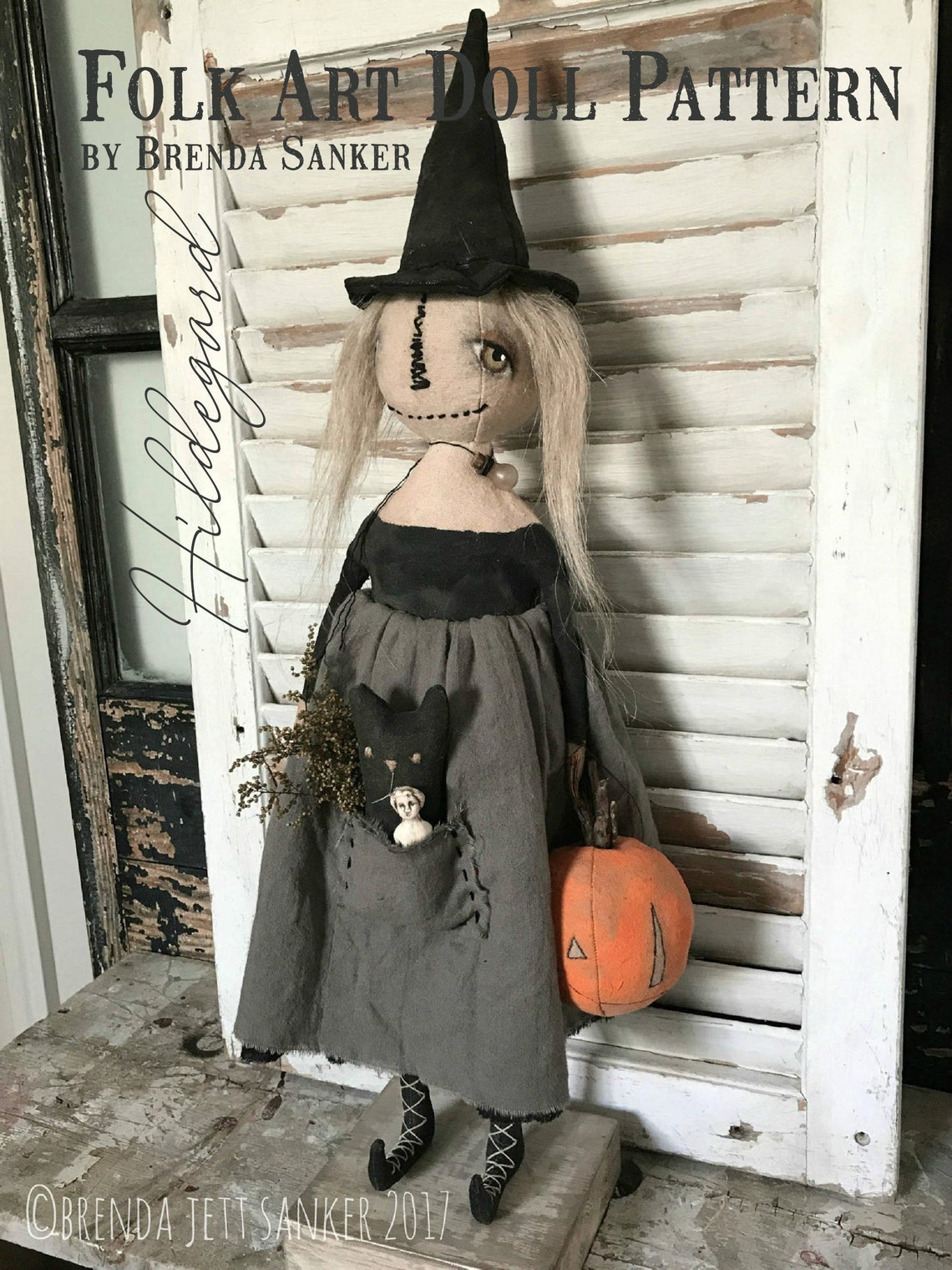 Witch Epattern-primitive Witch Cloth Doll Craft Digital Download Sewing ...