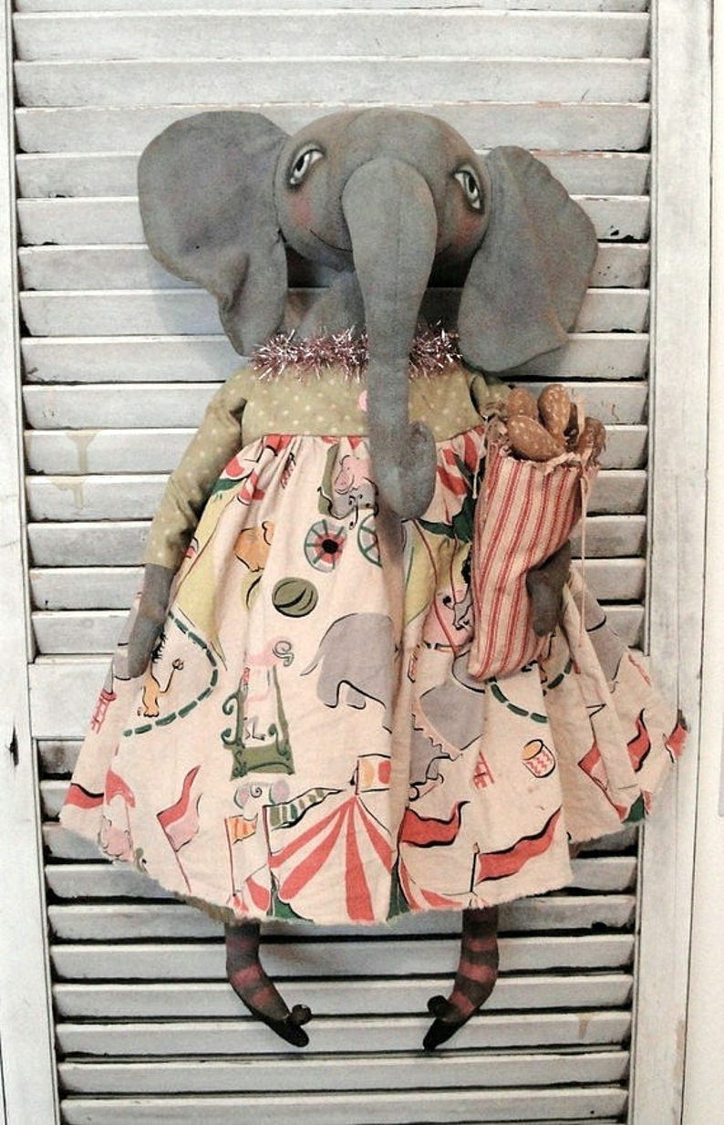 Elephant Epattern-primitive Elephant Cloth Doll Craft Digital - Etsy UK