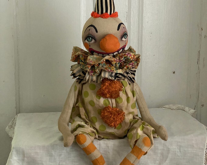 Circus Clown C Handmade Doll Primitive Folk Art Americana Circus Clown ...