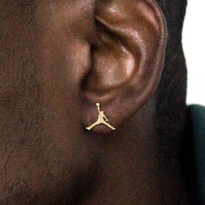 Gold Earrings Michael Jordan. Single Stud Earrings. Unique Quirky ...