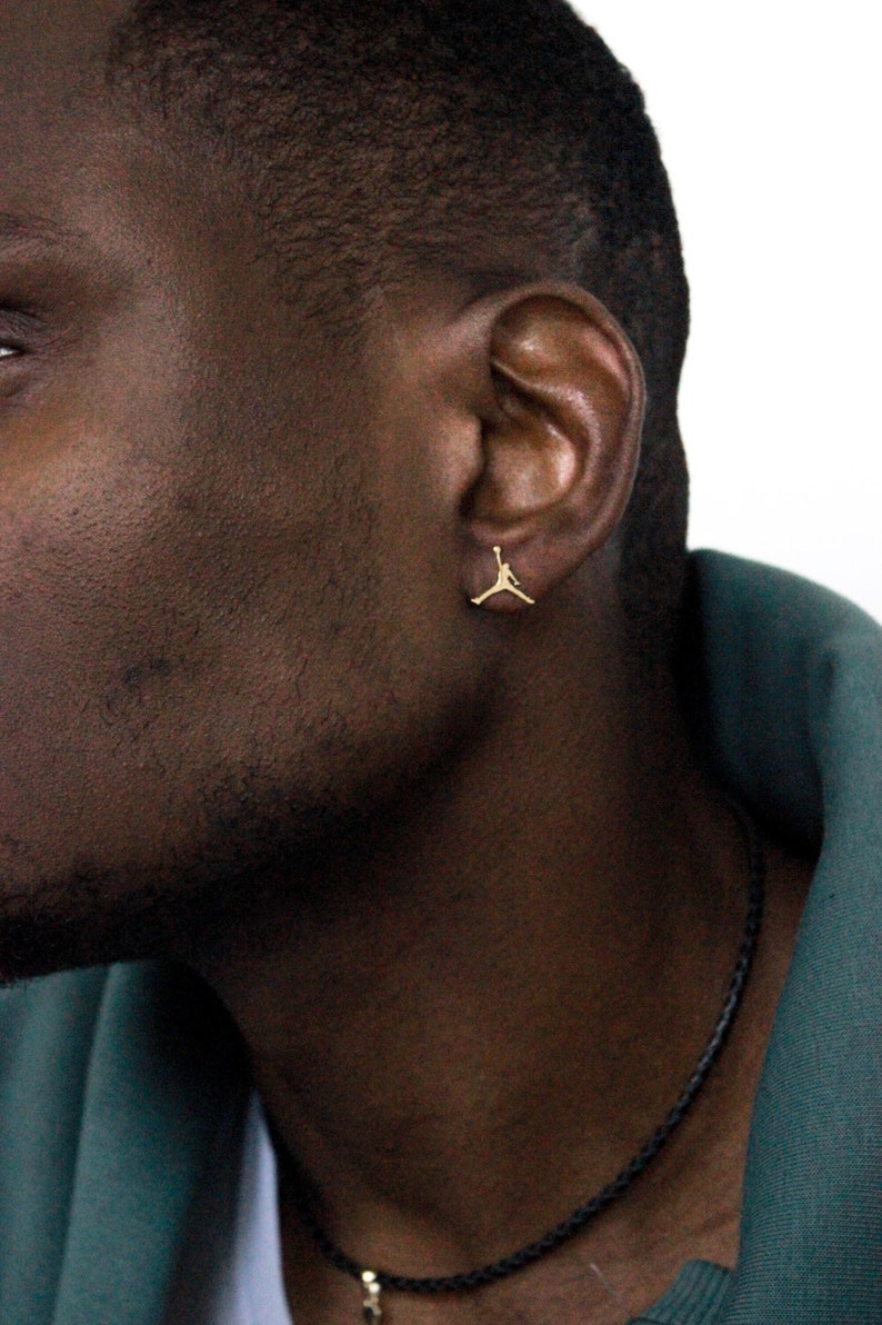 Gold Earrings Michael Jordan. Single Stud Earrings. Unique Quirky ...
