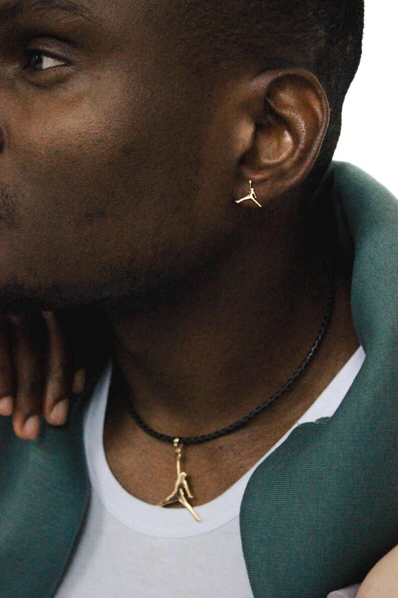 Gold Earrings Michael Jordan. Single Stud Earrings. Unique Quirky ...