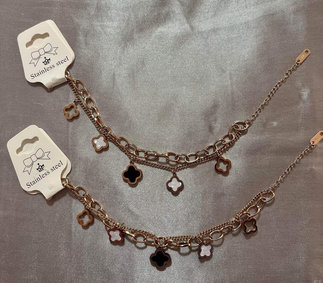 Bracelet Made of Various Chains With Clover Leaves - Etsy