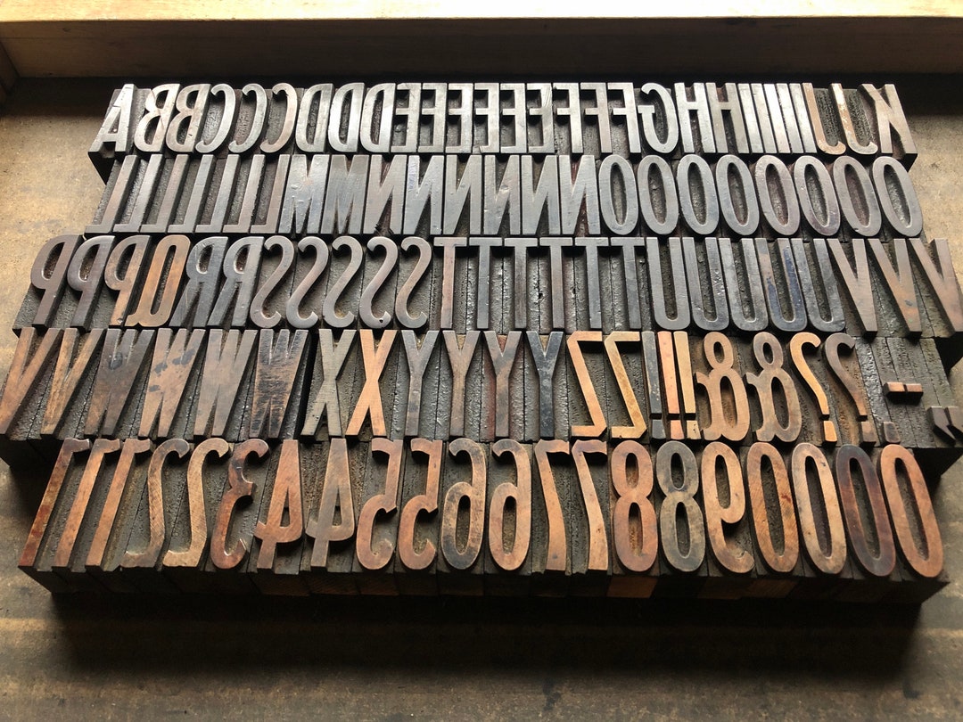 Antique Letterpress Hamilton Printing WOODTYPE 124 Piece ART DECO Style ...