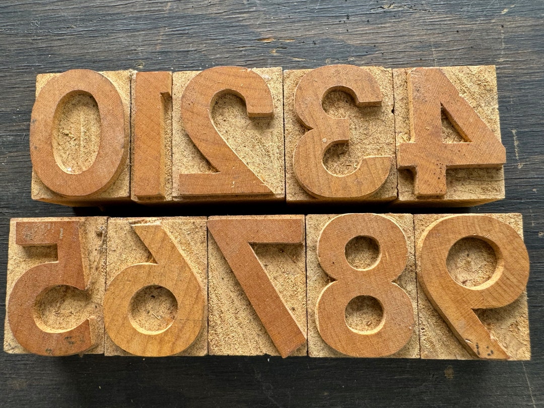 Vintage Letterpress WOOD TYPE Printing Block NUMBERS 0 Thru 9 - Etsy