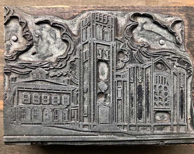 Antique Letterpress PRINTERS BLOCK - University Campus Buildings - Etsy