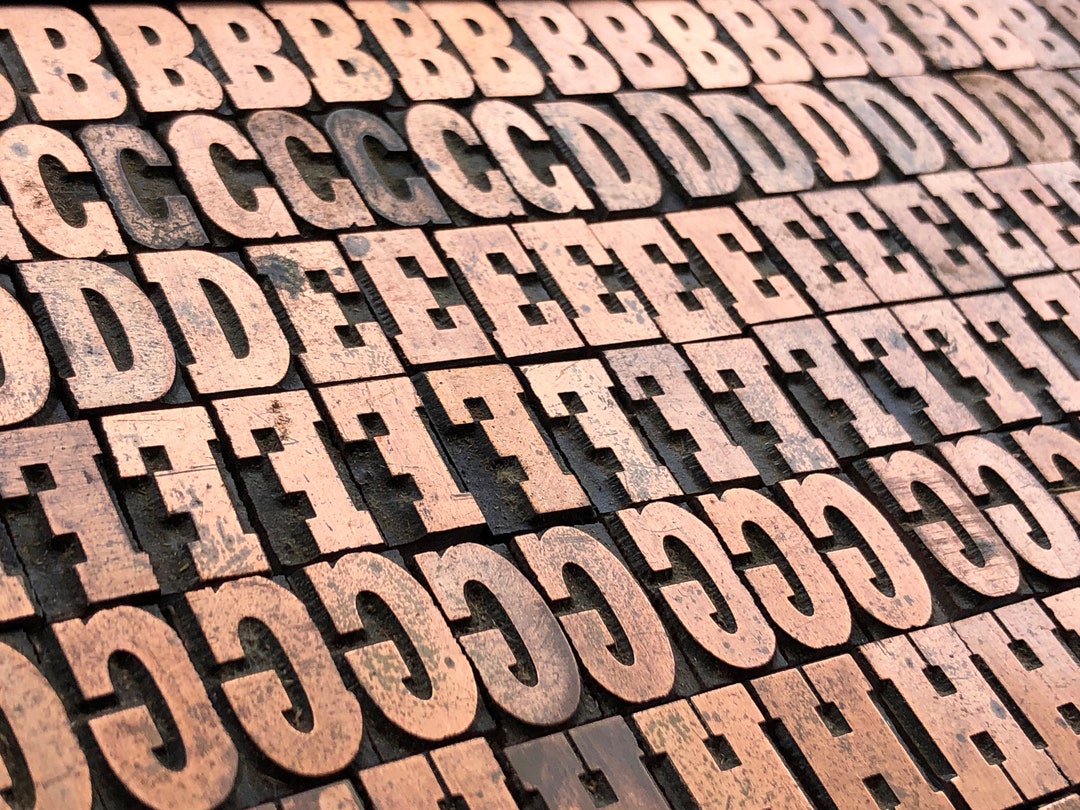Vintage Copper Letterpress Printing Block: Choose Your 3/4" Alphabet ...