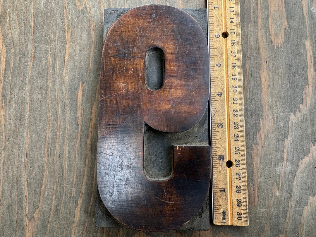 Rare Large Antique Letterpress Printing WOOD TYPE Block - Number 9 or 6 ...