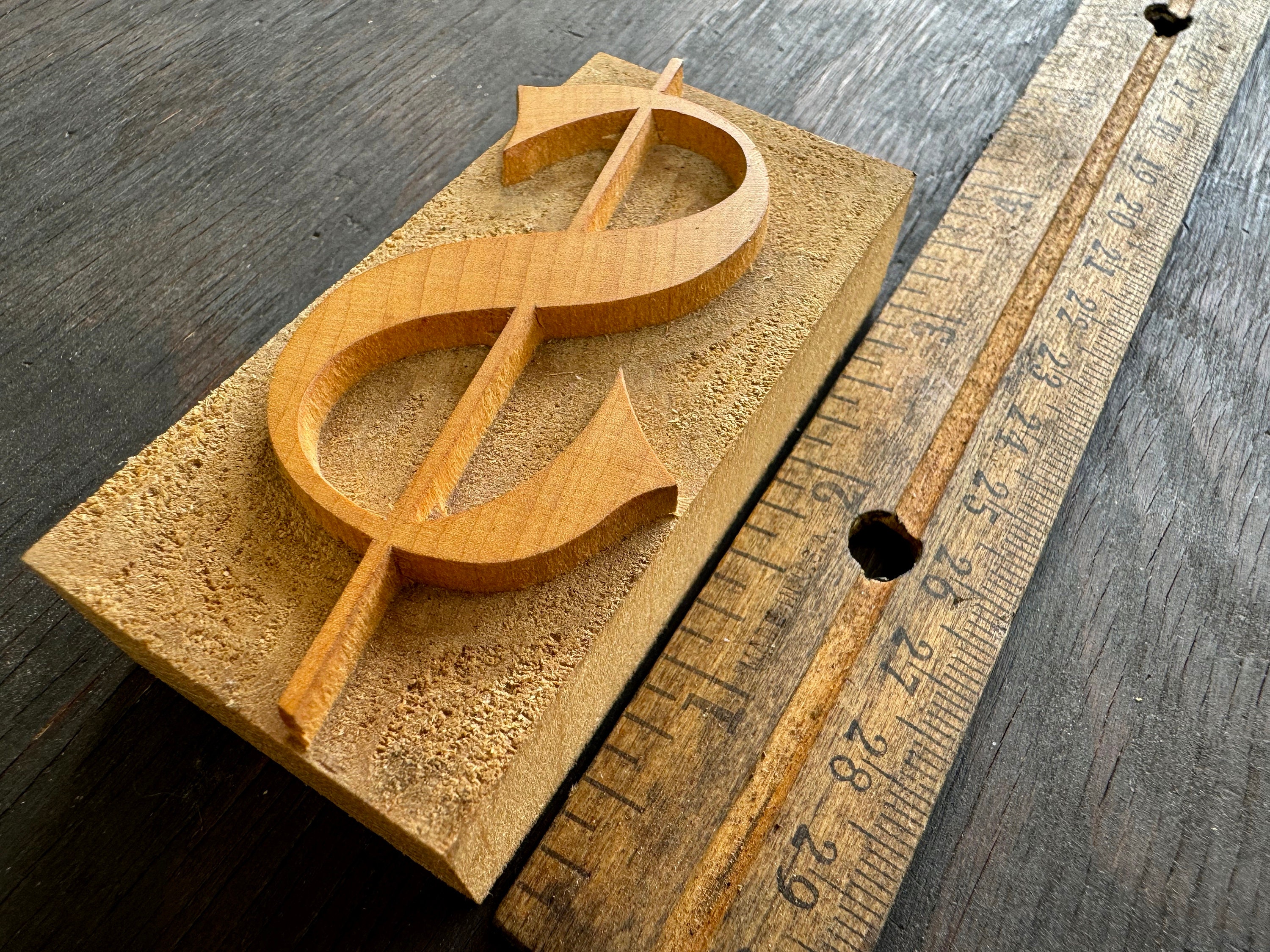Antique Letterpress Printers WOOD TYPE - Money Symbol Dollar Sign Cha ...
