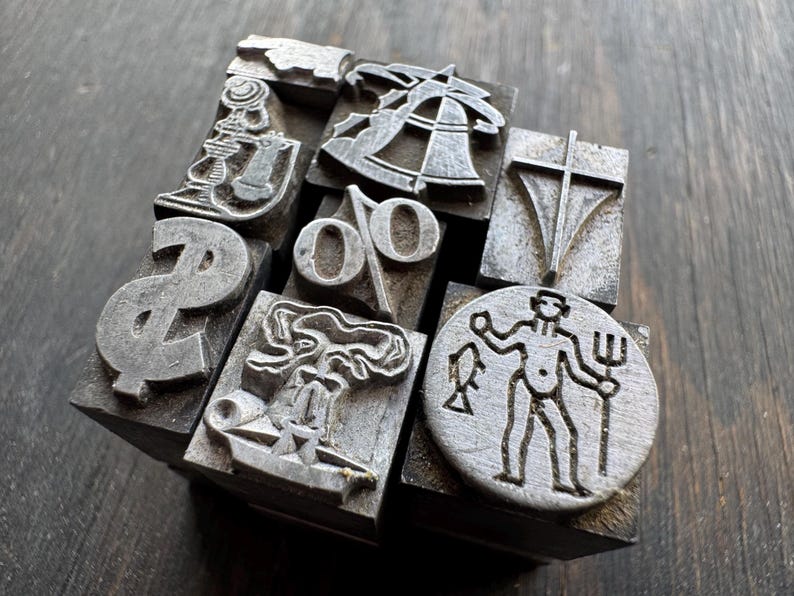 Vintage Metal Letterpress Printing Block – Pick Your Design - Etsy