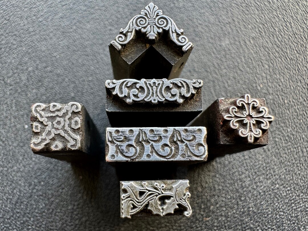 Eclectic Collection of 6 Small Antique All Metal PRINTERS BLOCKS ...