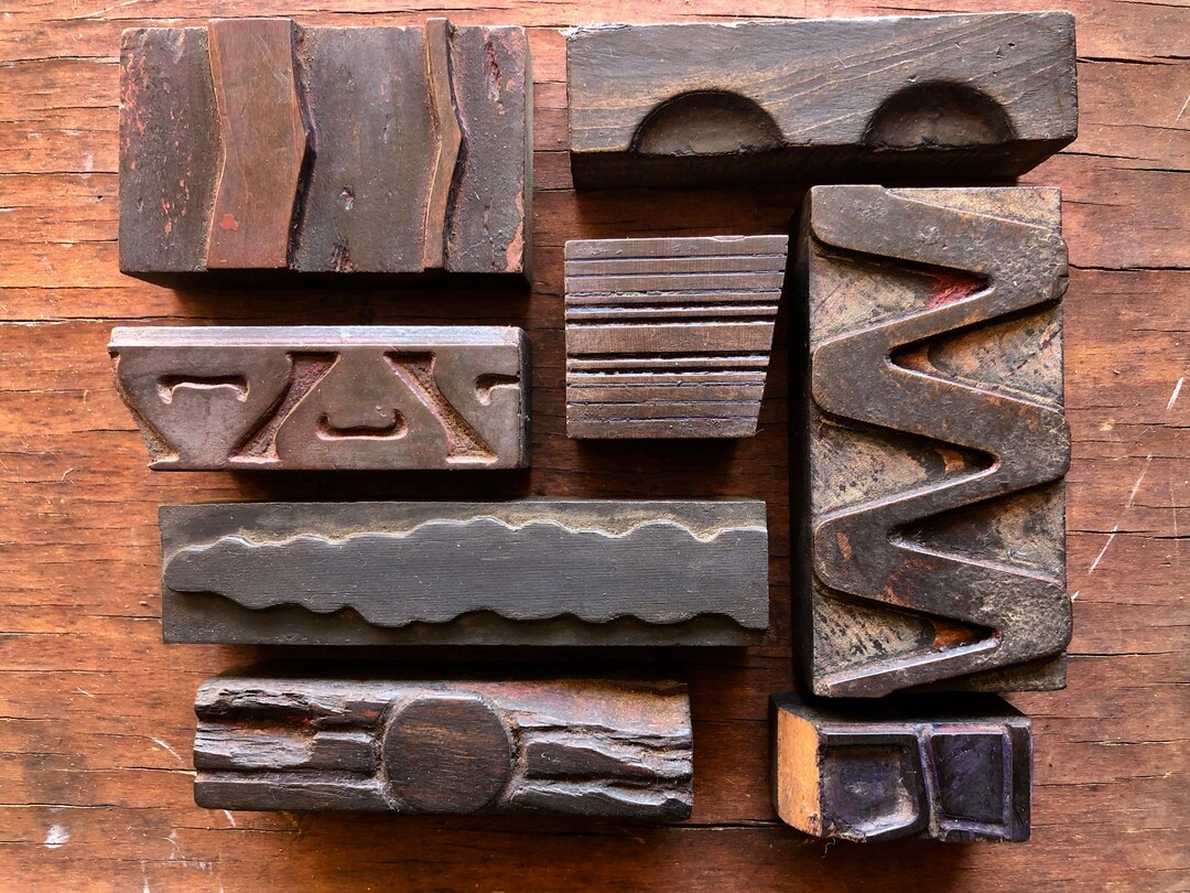 Rare Antique Letterpress Printing Wood Type 8 Piece Eclectic Collection ...