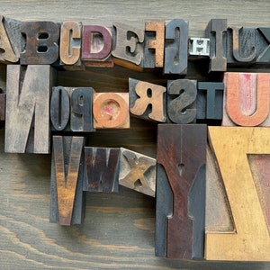 Pick Your Letters Antique WOOD TYPE, Vintage Alphabet, Printing Block ...