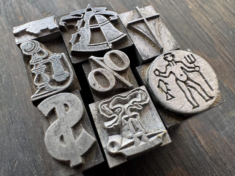 Vintage Metal Letterpress Printing Block – Pick Your Design - Etsy