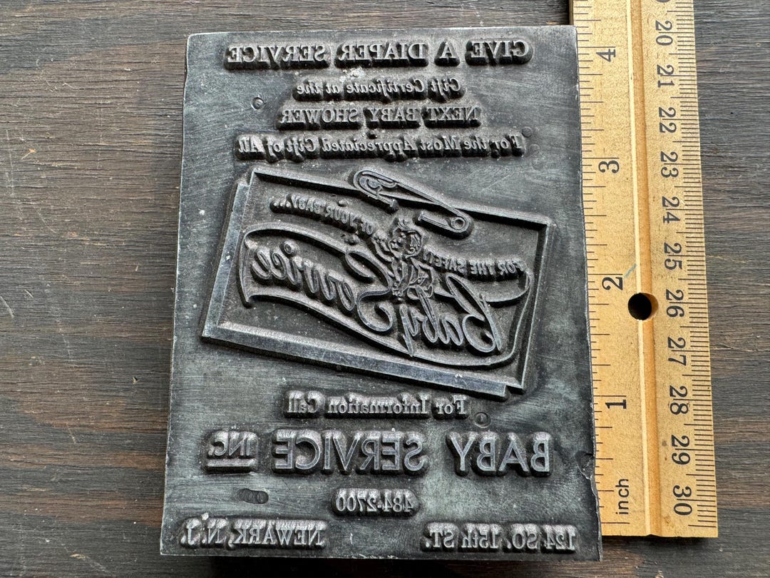 Antique Letterpress Printing Block: Baby Shower Diaper Service - Etsy