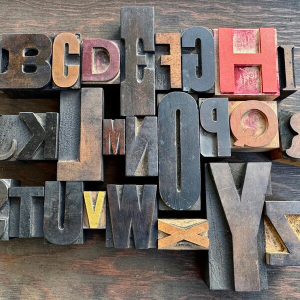 Antique Wood Block Alphabet - Etsy