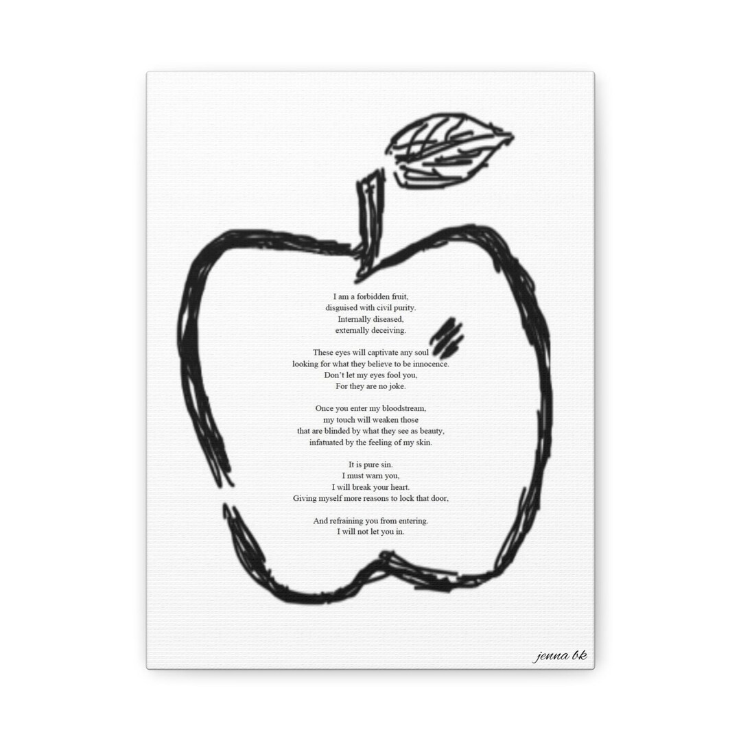 Canvas Art Print, Forbidden Fruit Poem by Jenna B K, Wall Decor, Home ...