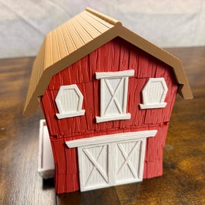 Toy Barn: Red Farmhouse Decor, Farm Animal Playset - Etsy