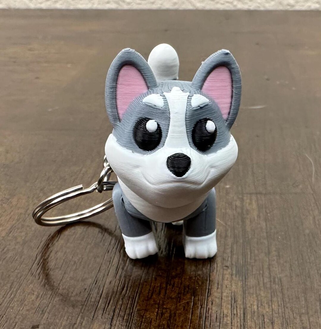 Husky Keychain and Fidget Toy Articulated Keychain Cute Keychain for ...