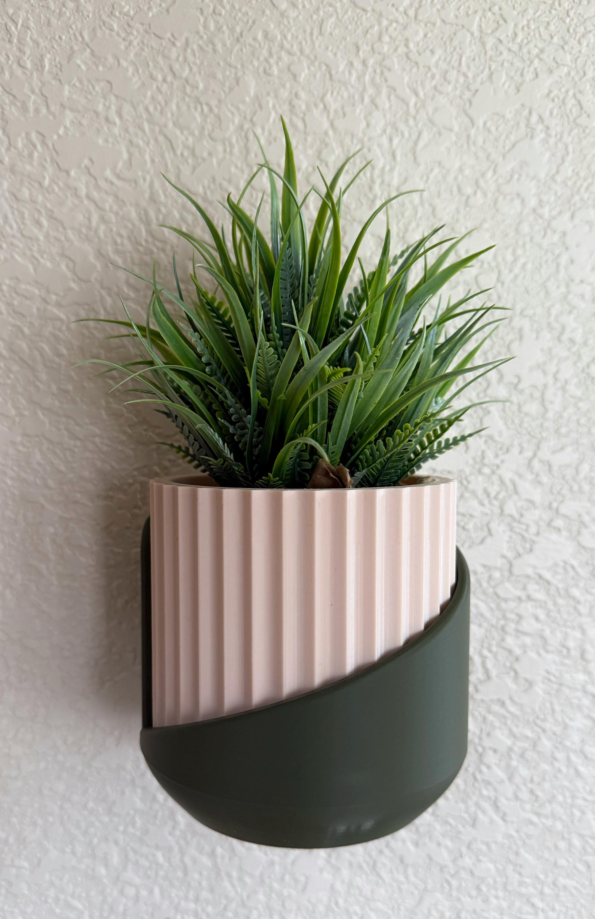 Wall Planter With Hidden Drip Tray, Fluted Curve Design, Multiple Color ...